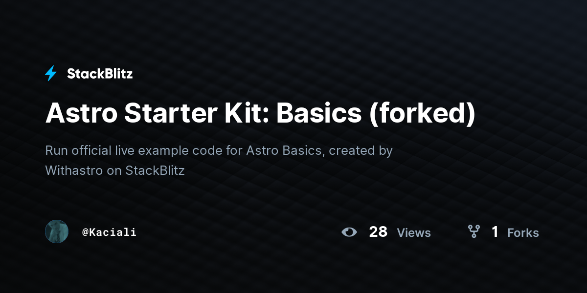 Astro Starter Kit: Basics (forked) - StackBlitz