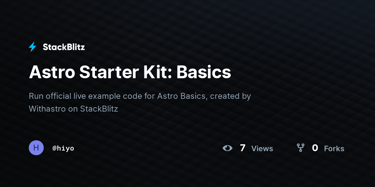 Astro Starter Kit: Basics - StackBlitz