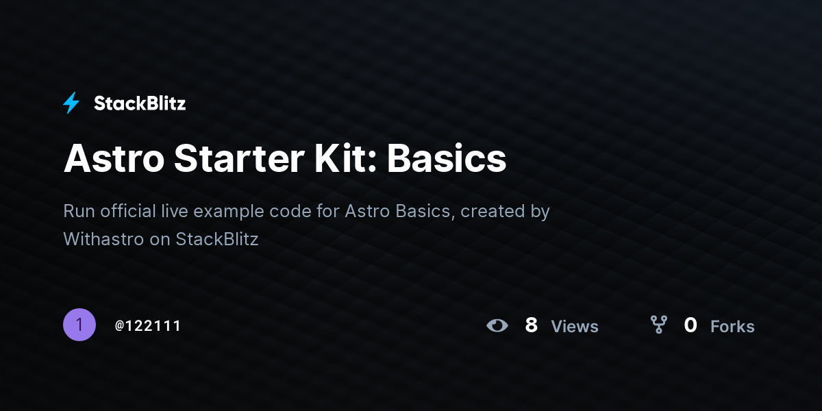 Astro Starter Kit: Basics - StackBlitz
