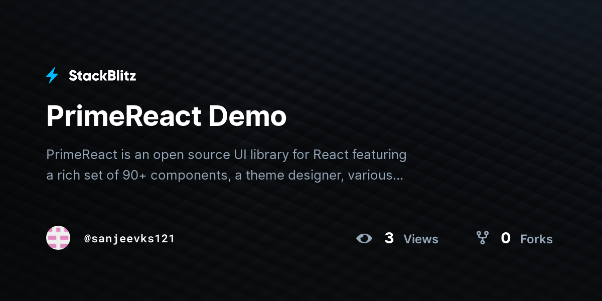PrimeReact Demo - StackBlitz