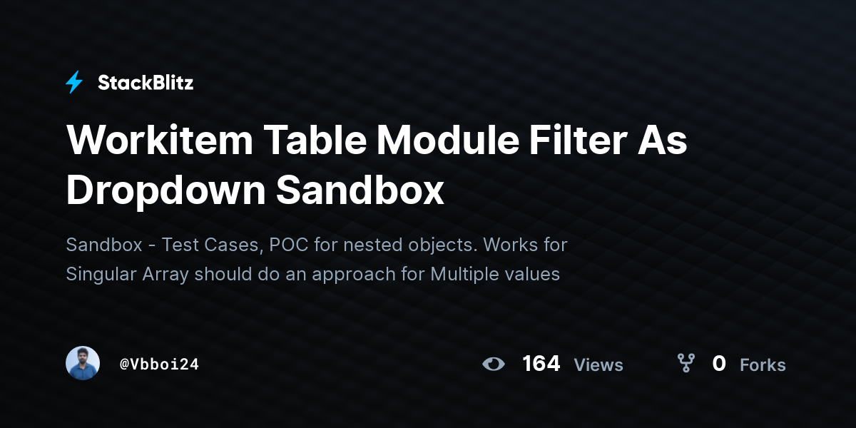 Workitem Table Module Filter As Dropdown Sandbox - StackBlitz