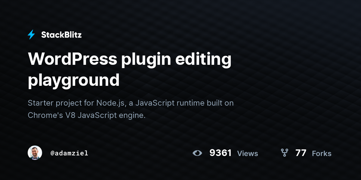 WordPress plugin editing playground - StackBlitz
