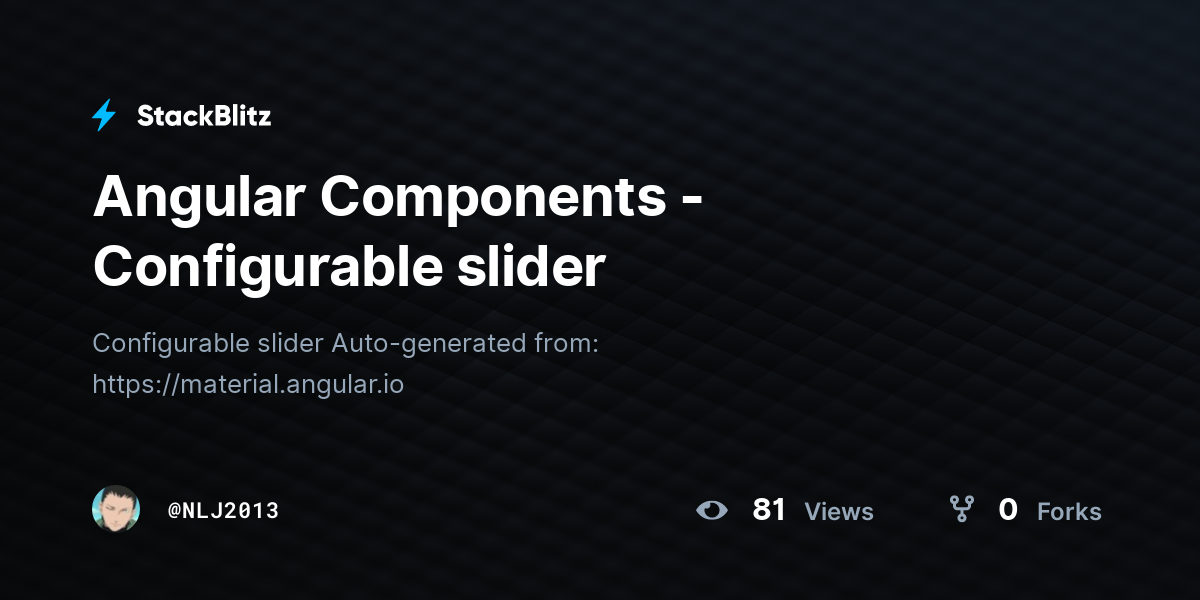 Angular Components - Configurable slider - StackBlitz