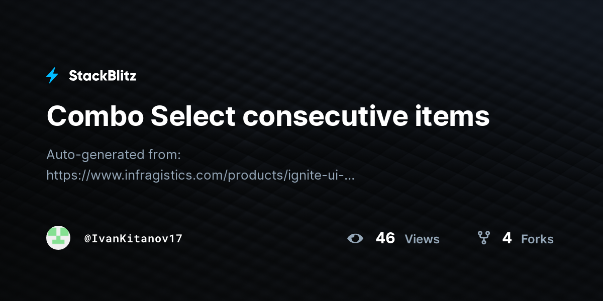 Combo Select consecutive items - StackBlitz