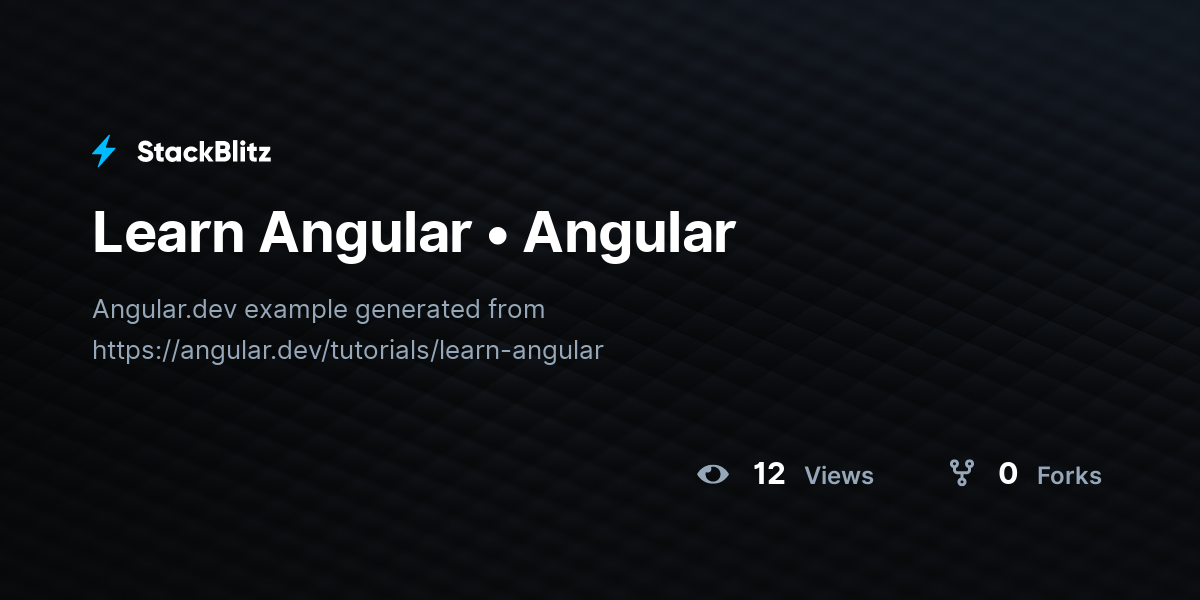 Learn Angular • Angular - StackBlitz