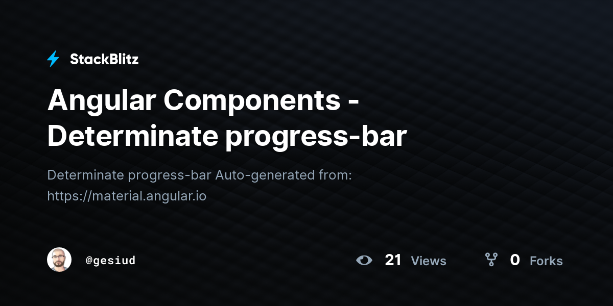 Angular Components - Determinate progress-bar - StackBlitz