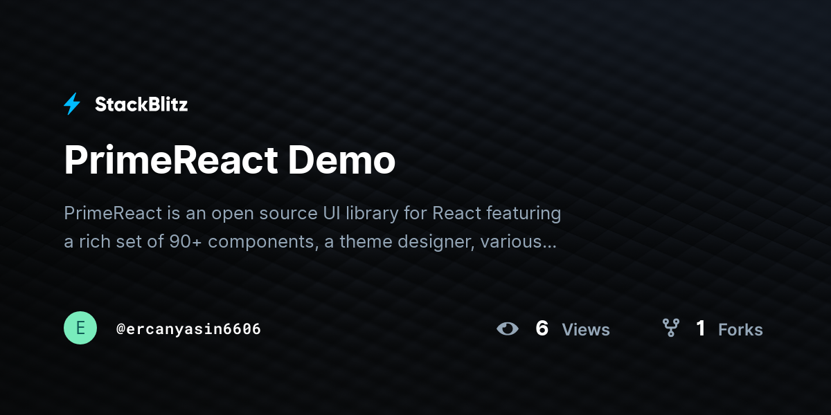 PrimeReact Demo - StackBlitz
