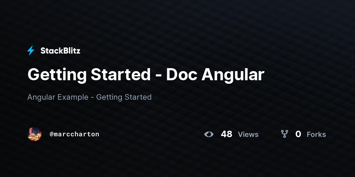 Getting Started - Doc Angular - StackBlitz