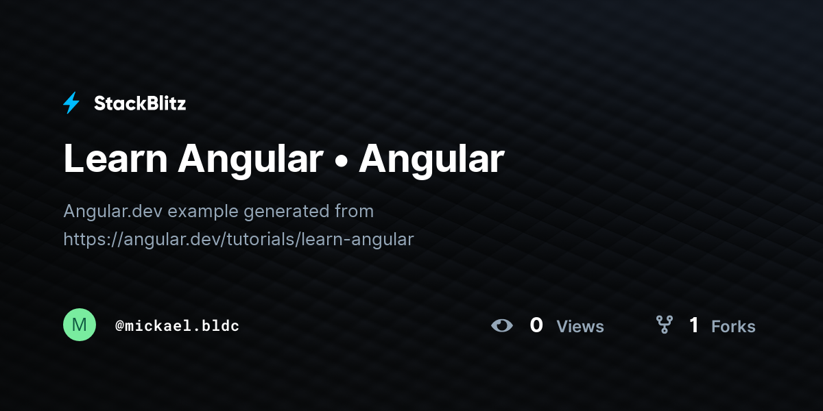 Learn Angular • Angular - StackBlitz