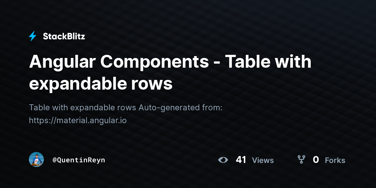 Angular Components - Table with expandable rows - StackBlitz