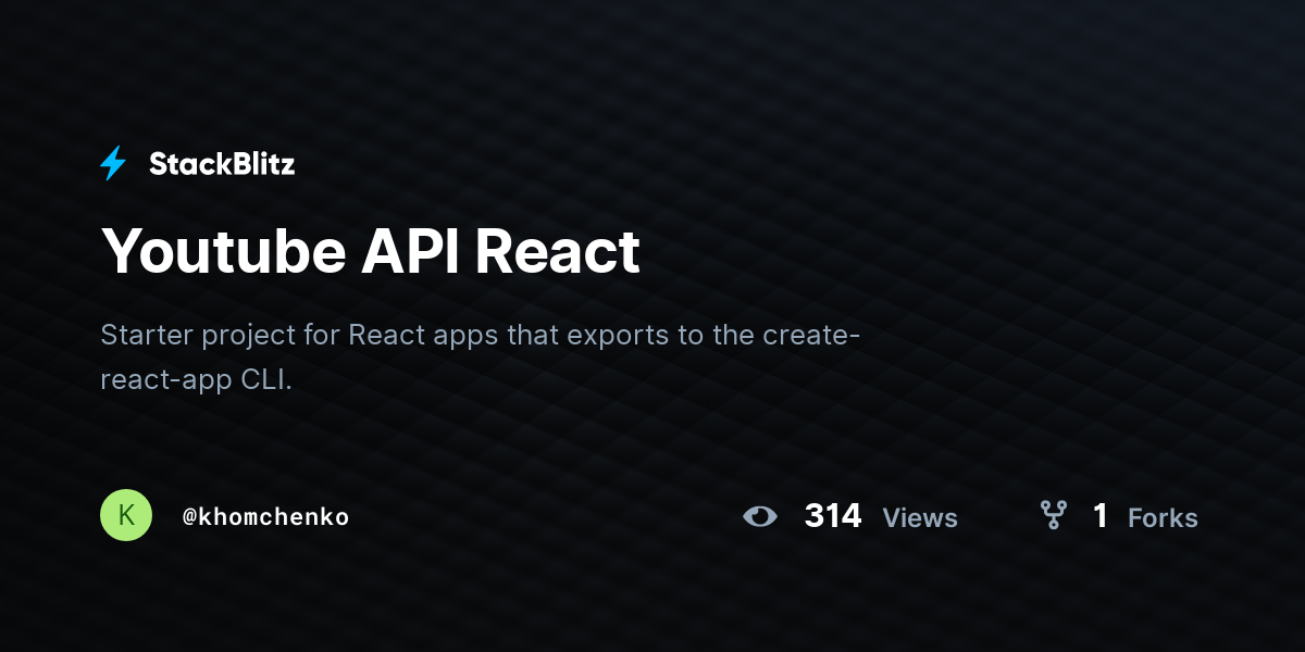 Youtube API React - StackBlitz