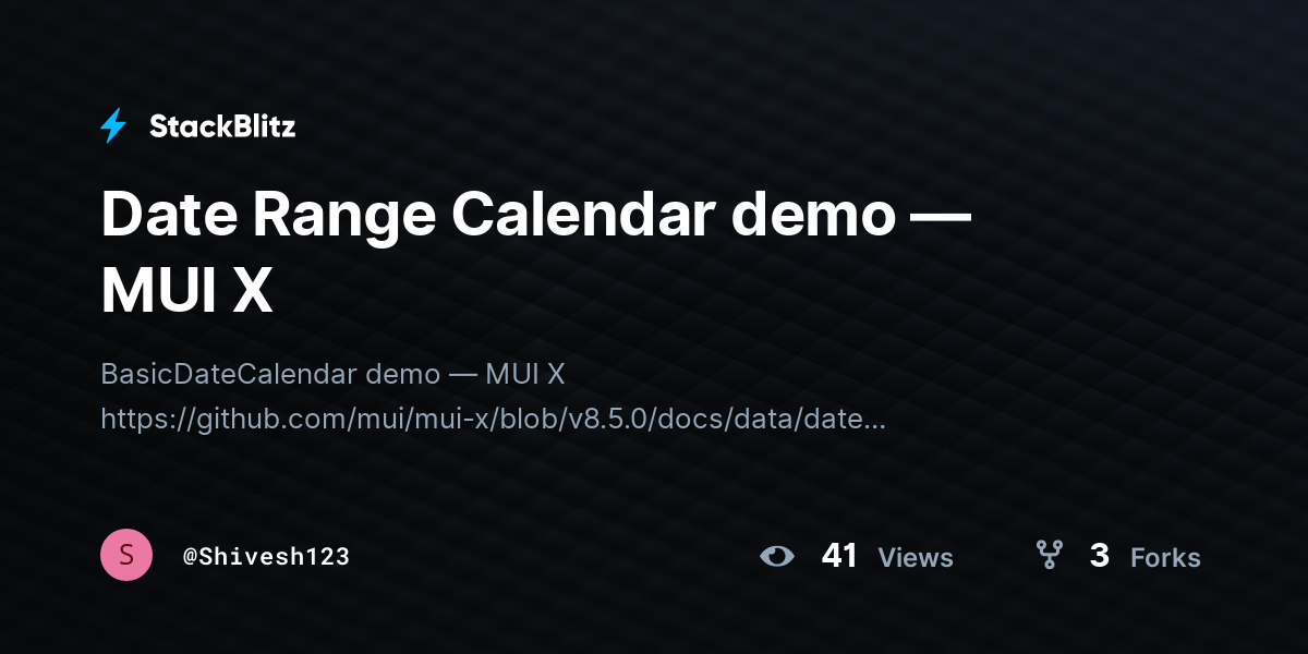 Date Range Calendar demo — MUI X - StackBlitz