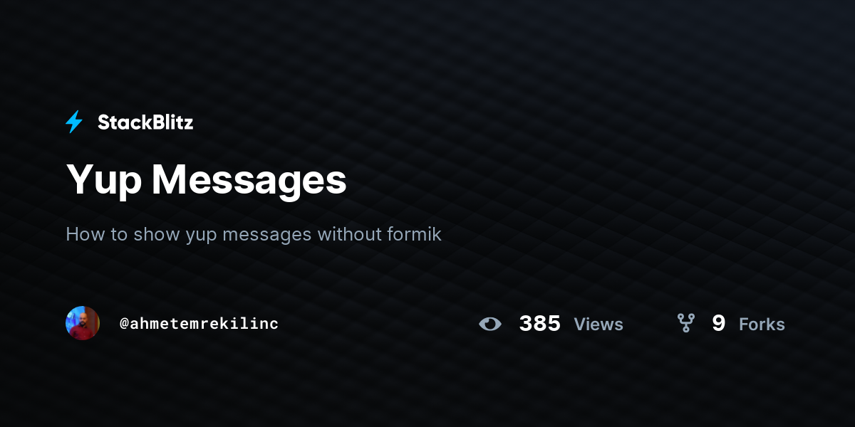 Yup Messages - StackBlitz
