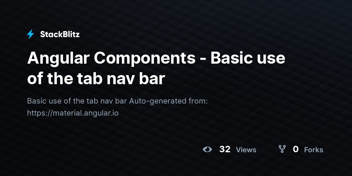 Angular Components - Basic use of the tab nav bar - StackBlitz