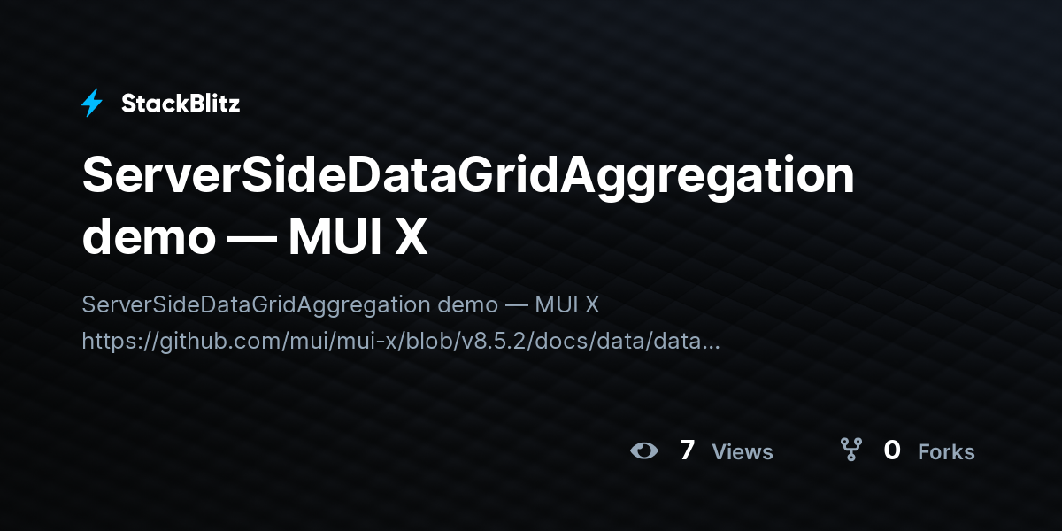 ServerSideDataGridAggregation demo — MUI X - StackBlitz