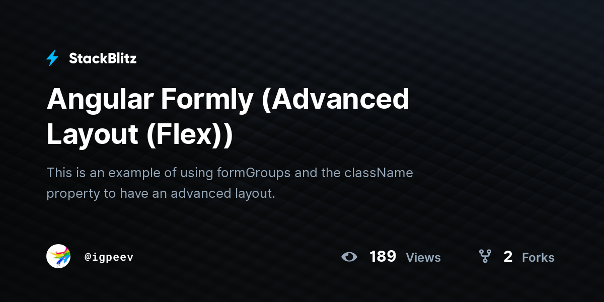 Angular Formly (Advanced Layout (Flex)) - StackBlitz
