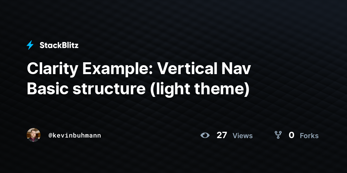 Clarity Example: Vertical Nav Basic structure (light theme) - StackBlitz