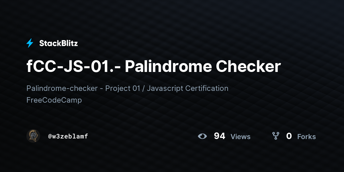 fCC-JS-01.- Palindrome Checker - StackBlitz