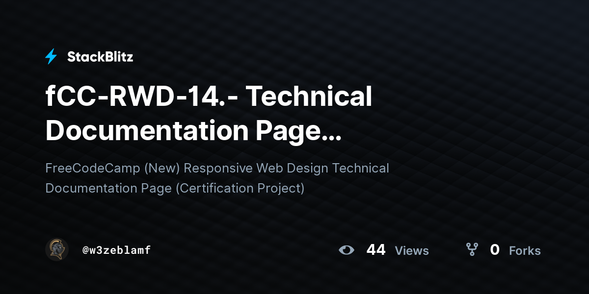fCC-RWD-14.- Technical Documentation Page (Certification Project) - StackBlitz