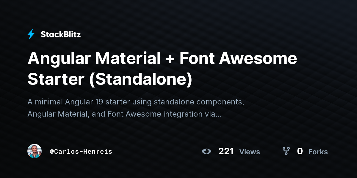 Angular Material + Font Awesome Starter (Standalone) - StackBlitz