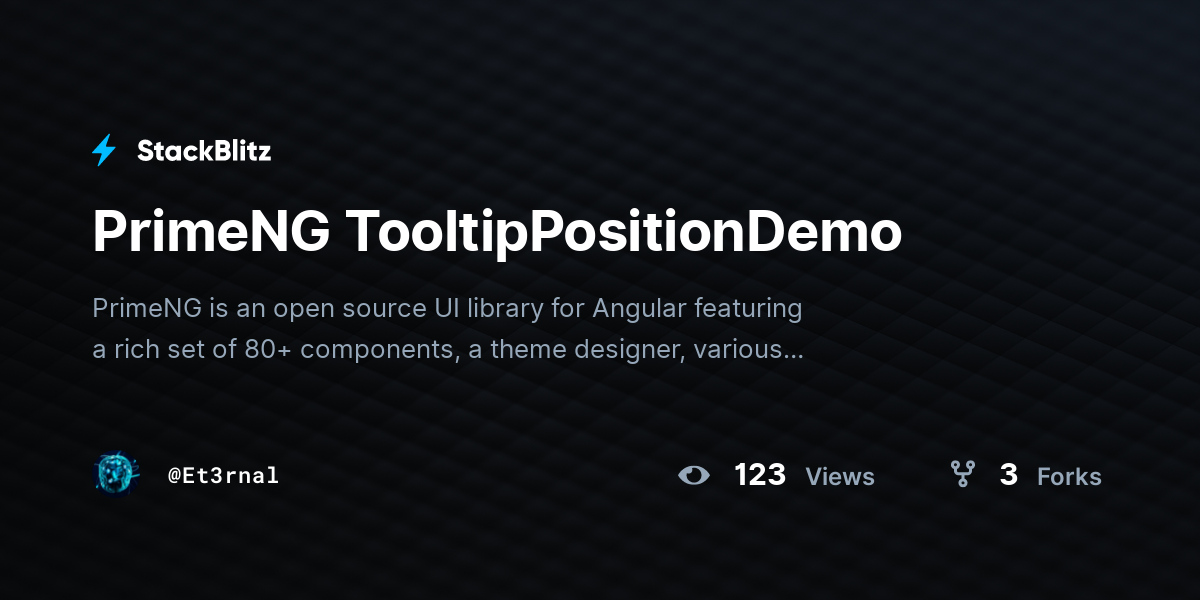 PrimeNG TooltipPositionDemo - StackBlitz