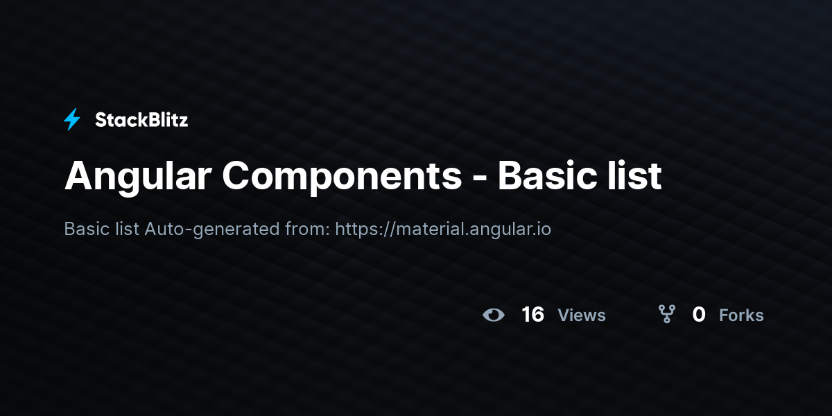 Angular Components - Basic list - StackBlitz