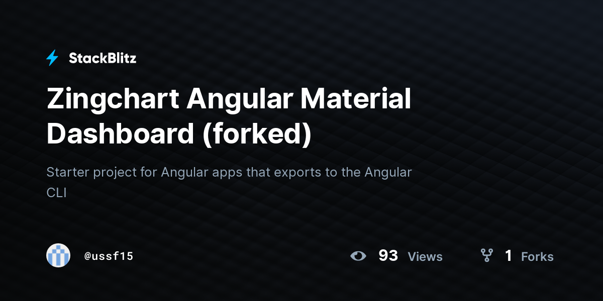 Zingchart Angular Material Dashboard (forked) - StackBlitz