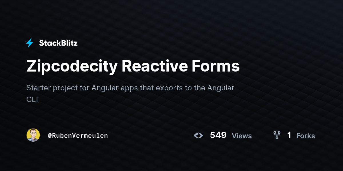 Zipcodecity Reactive Forms - StackBlitz Zipcodecity Reactive Forms - StackBlitz