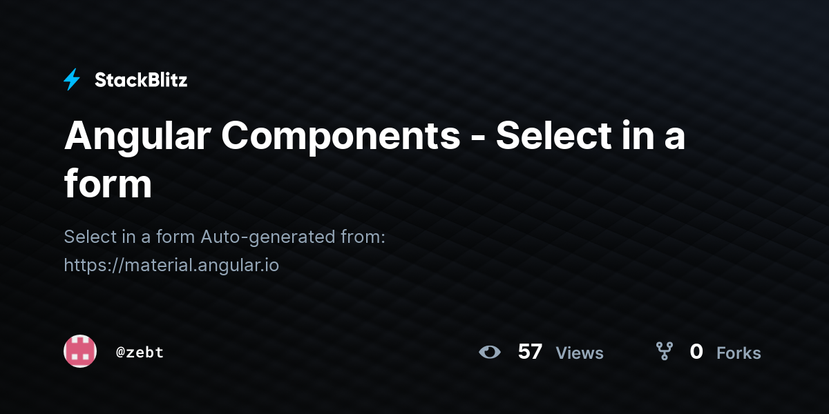 Angular Components - Select in a form - StackBlitz