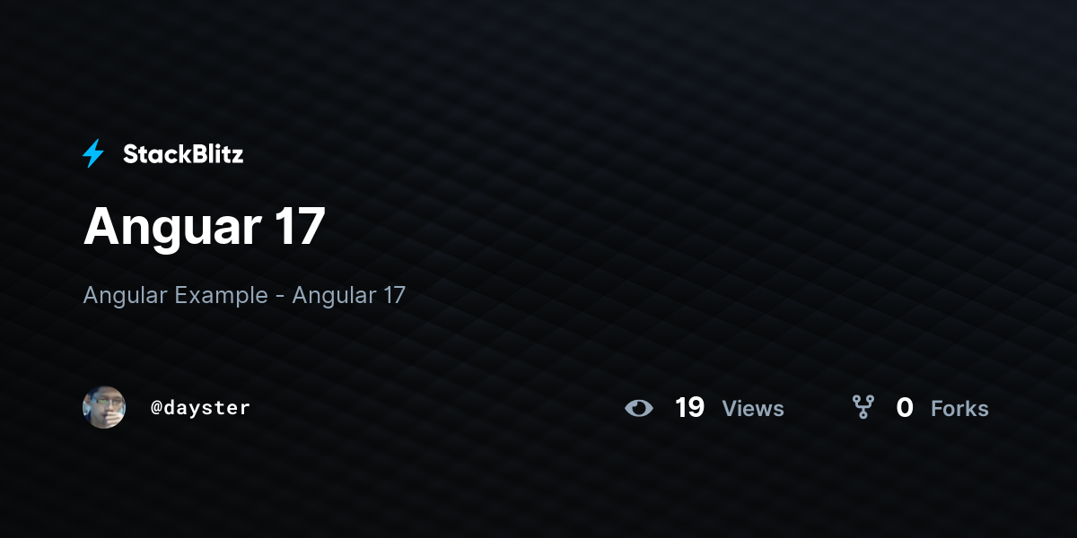 Anguar 17 - StackBlitz
