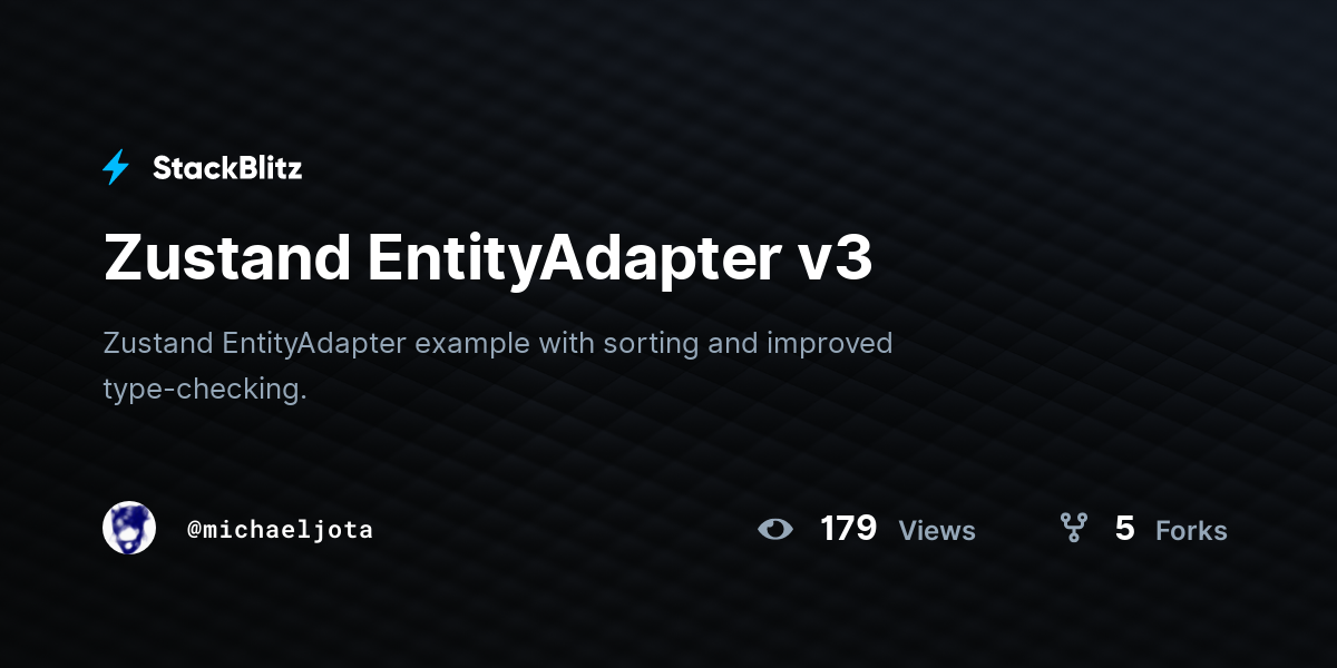 Zustand EntityAdapter v3 - StackBlitz