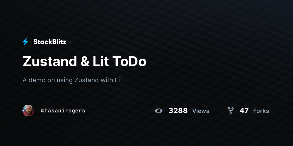 Zustand & Lit ToDo - StackBlitz