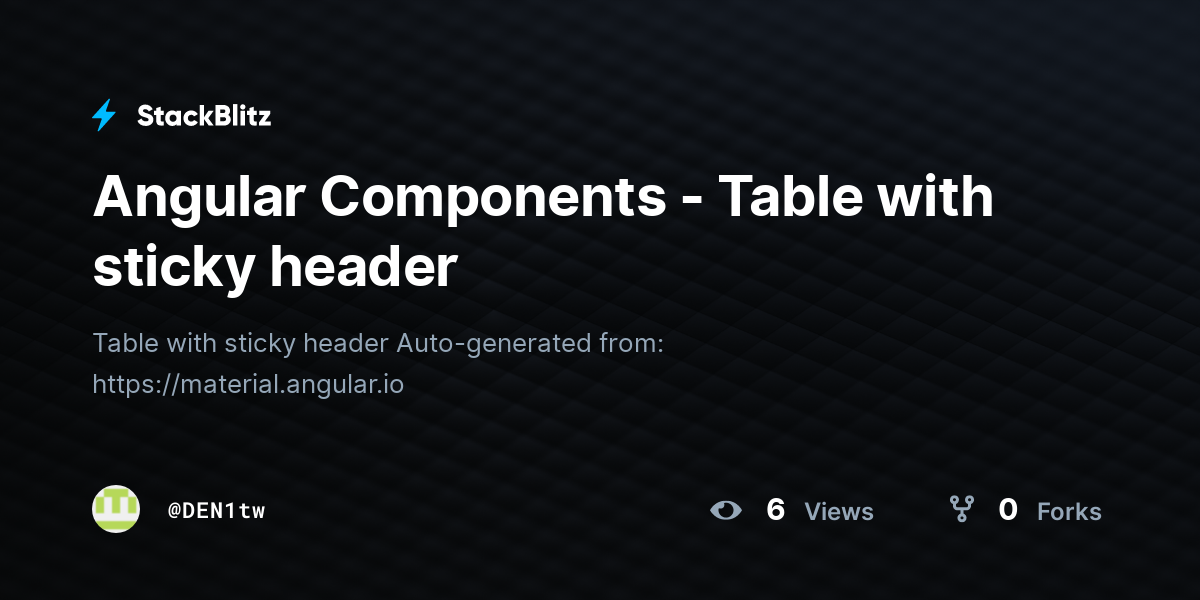 Angular Components - Table with sticky header - StackBlitz