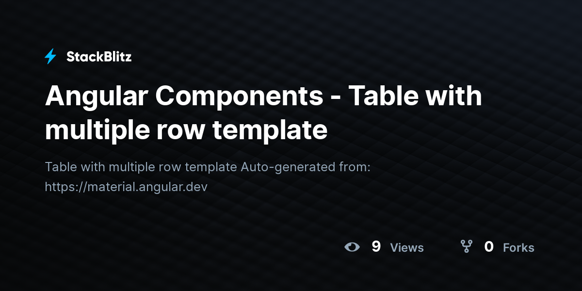 Angular Components - Table with multiple row template - StackBlitz