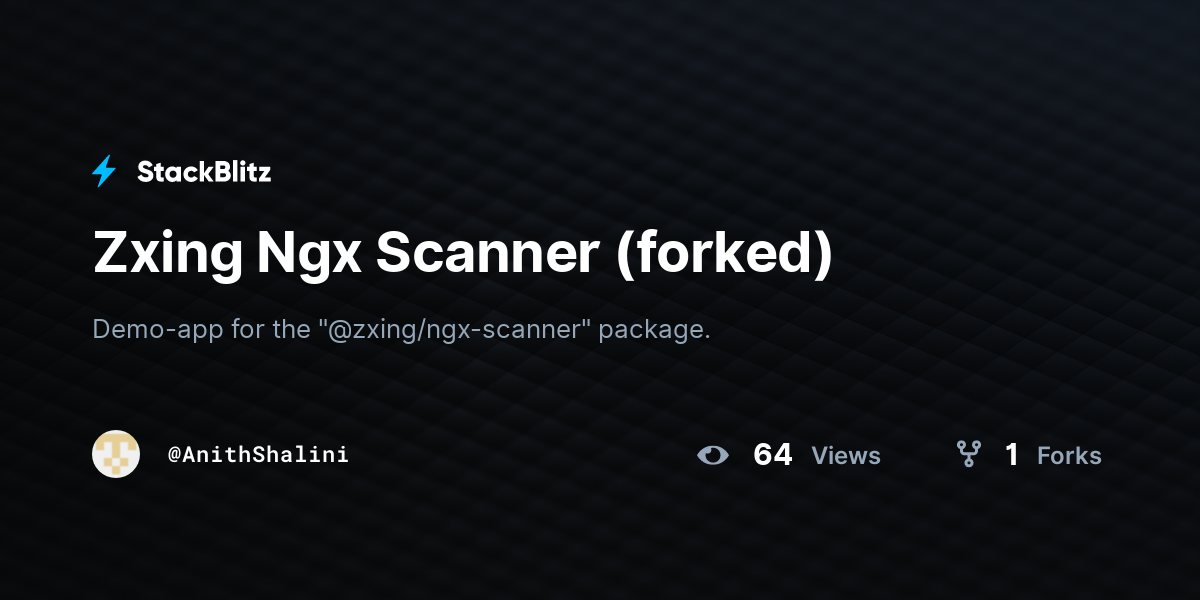 Zxing Ngx Scanner (forked) - StackBlitz Zxing Ngx Scanner (forked) - StackBlitz