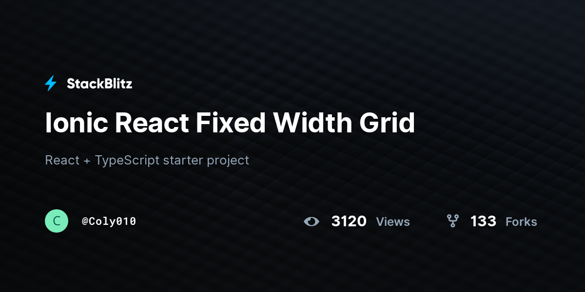 Ionic React Fixed Width Grid - StackBlitz