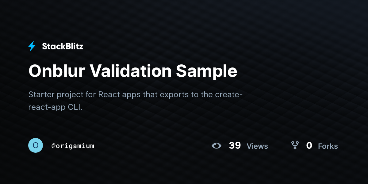Onblur Validation Sample StackBlitz