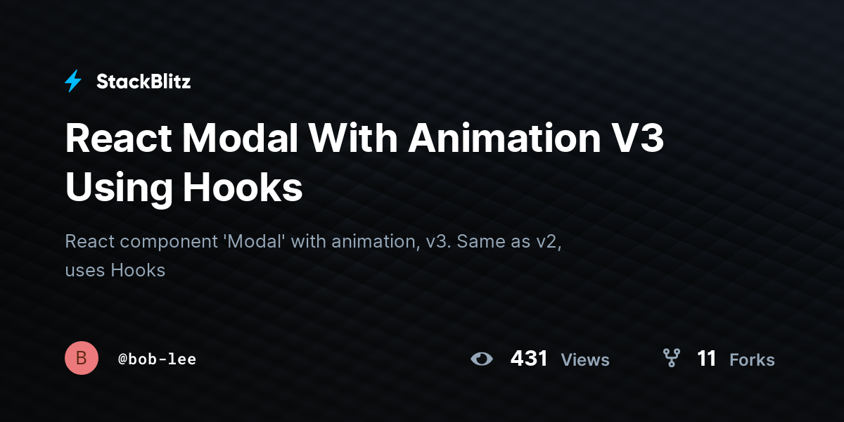 React Modal With Animation V3 Using Hooks Stackblitz