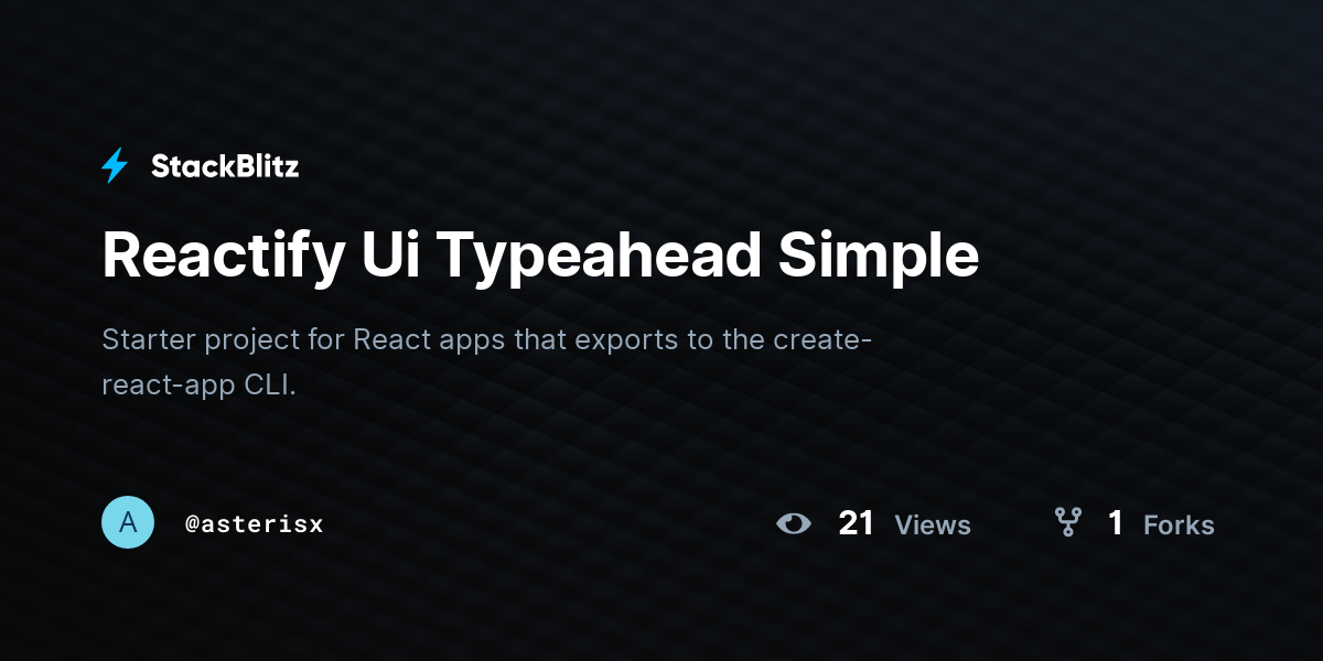 Reactify Ui Typeahead Simple - StackBlitz